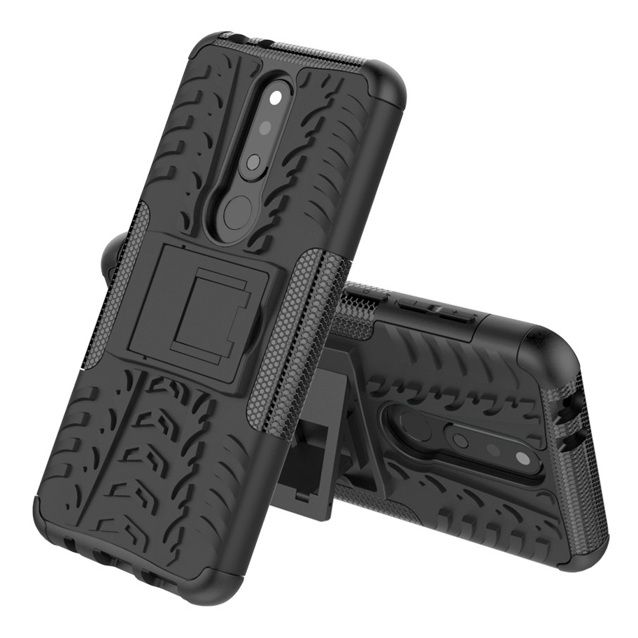 Dual Layer Rugged Shockproof Case for Nokia 5.1 Plus (Black)